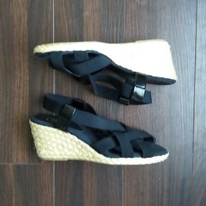 Chaps | Shoes | Chaps Black Wedge Sandals | Poshmark